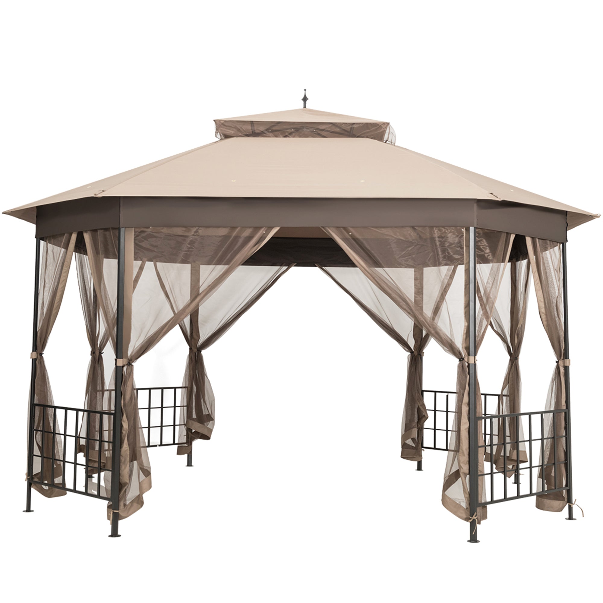 10' x 12' Octagonal Canopy Tent Patio Gazebo Canopy Shelter W/ Mosquit ...